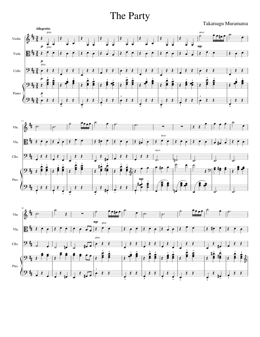 The Party Sheet music for Piano, Strings group (Mixed Quartet) | Musescore.com