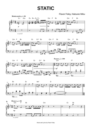 Static ft. Hatsune Miku – Flavor Foley Sheet Music for Piano (Solo ...