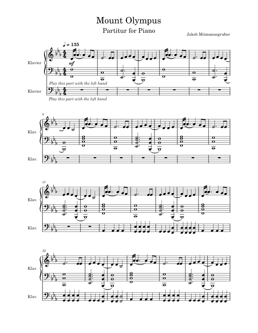 Mount Olympus Approaching Nirvana Mount Olympus Partitur For Piano