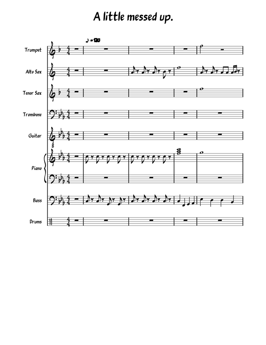 A little messed_up Sheet Music for Piano, Trombone, Saxophone alto ...