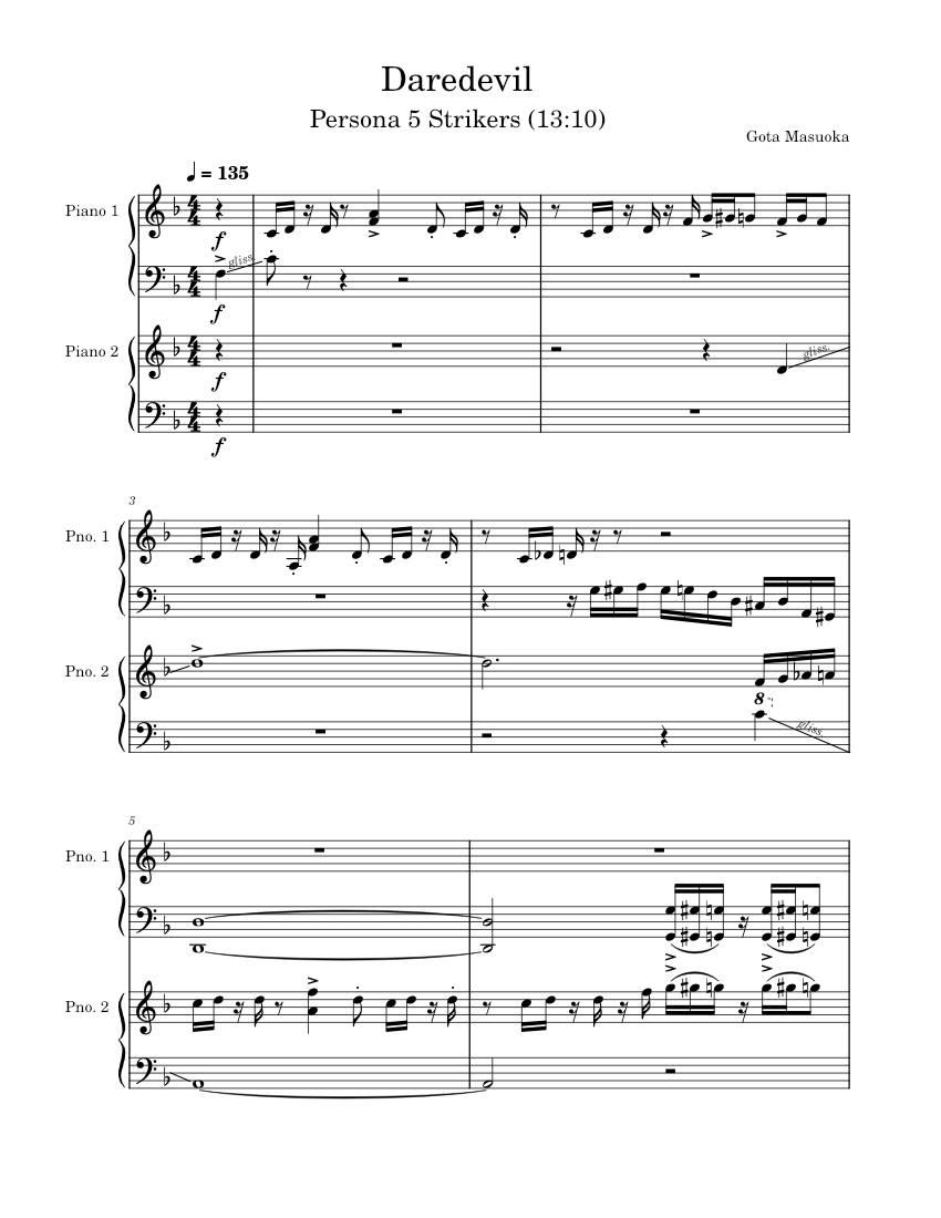 Daredevil | Persona Strikers OST – Lyn Joyner Sheet music for Piano ...