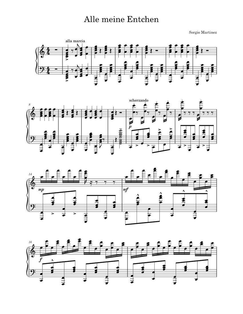 Alle meine Entchen - Duckling Song Sheet music for Piano (Solo ...