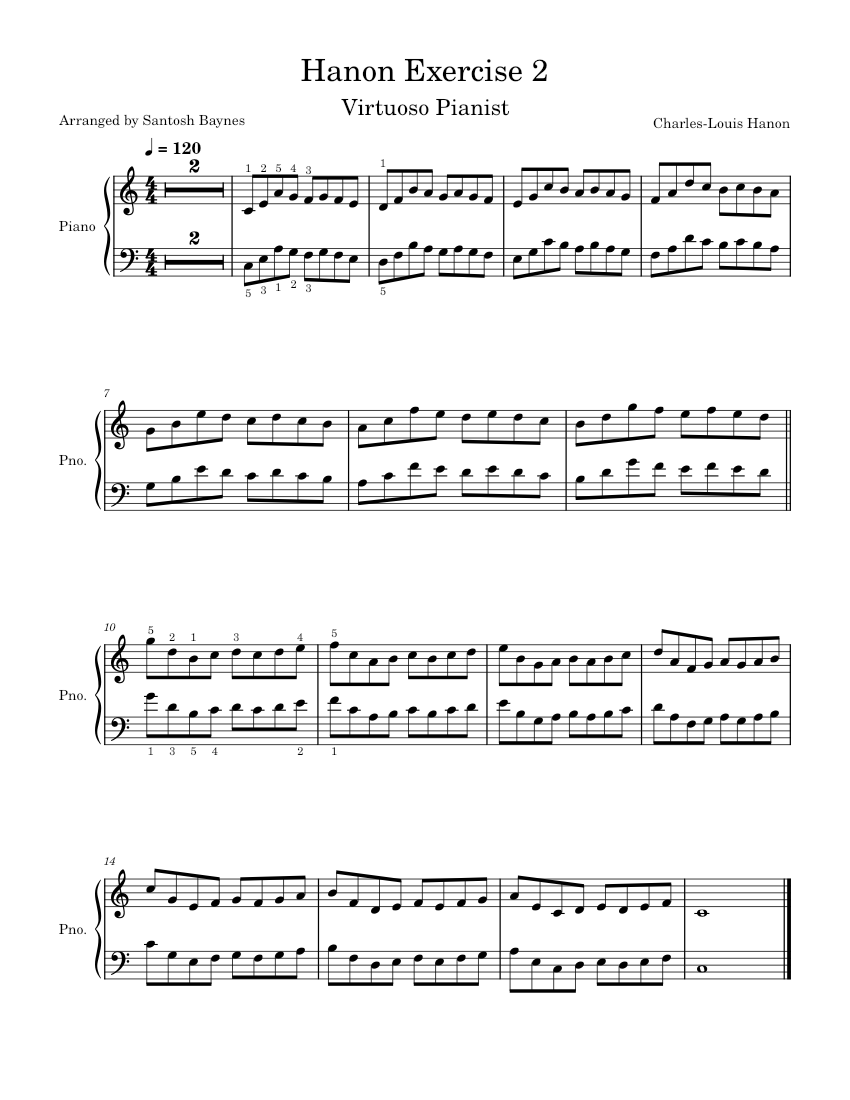 The Virtuoso Pianist – Hanon, Charles-Louis - Exercise 2 Sheet music ...
