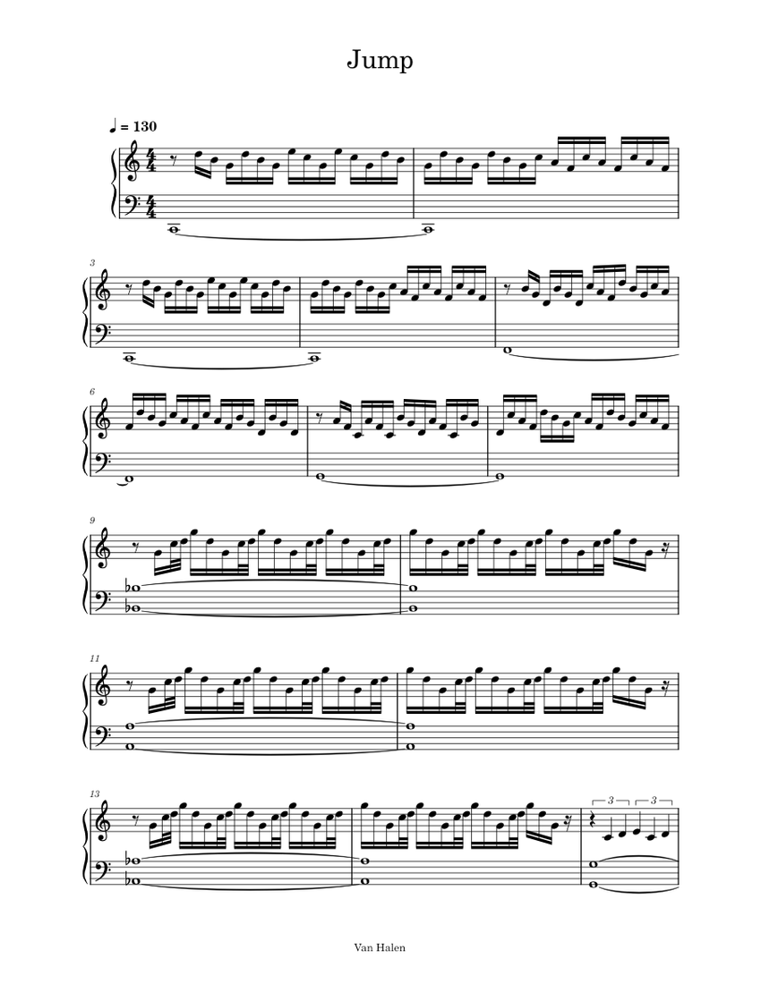 Jump – Van Halen Sheet Music for Piano (Solo) Easy | MuseScore.com