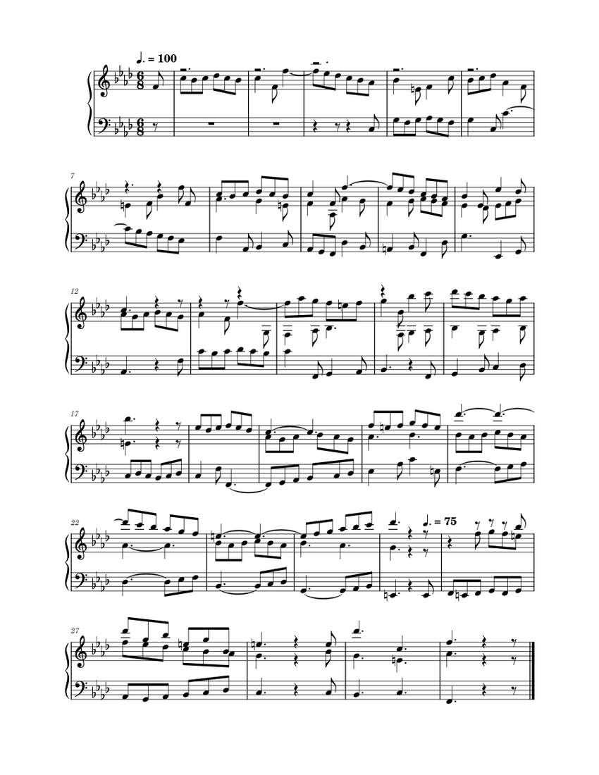 3 Part Fugue Sheet Music for Piano (Solo) easy | MuseScore.com