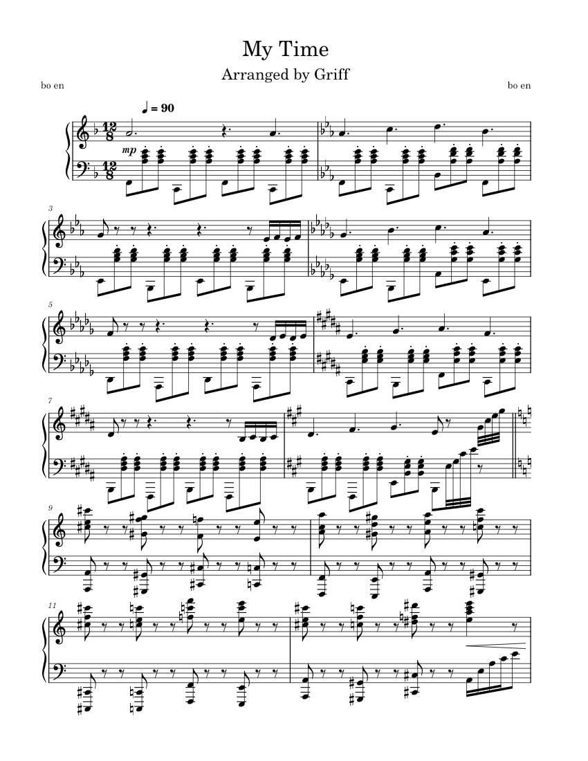 My time – bo en Sheet Music for Piano (Solo) | MuseScore.com