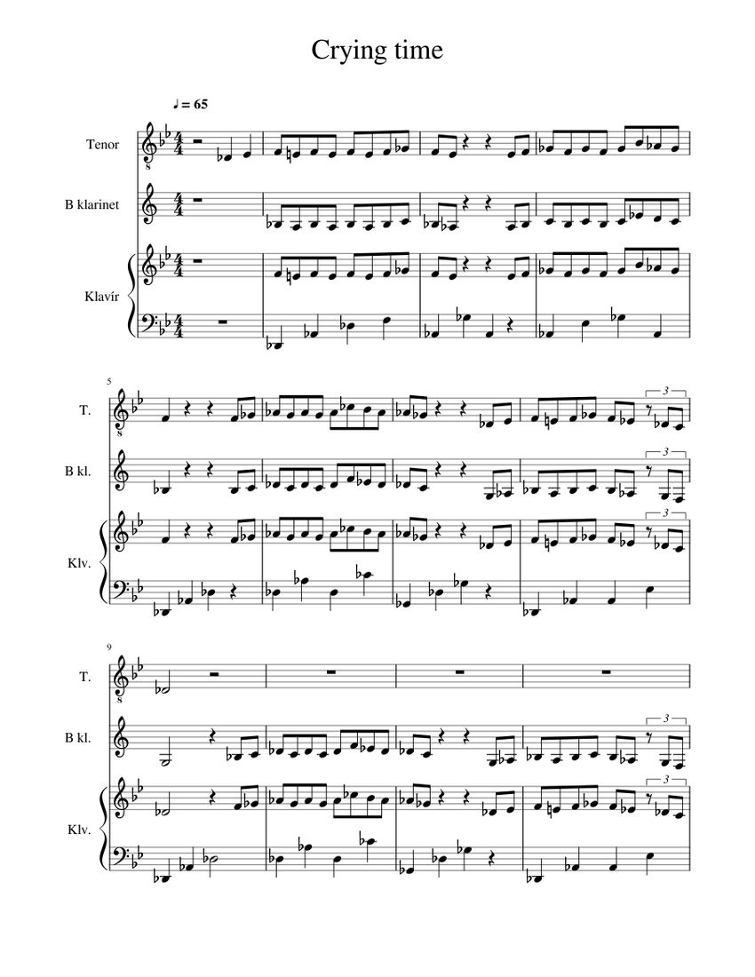 Crying time Sheet Music for Piano, Tenor, Clarinet in b-flat (Mixed ...