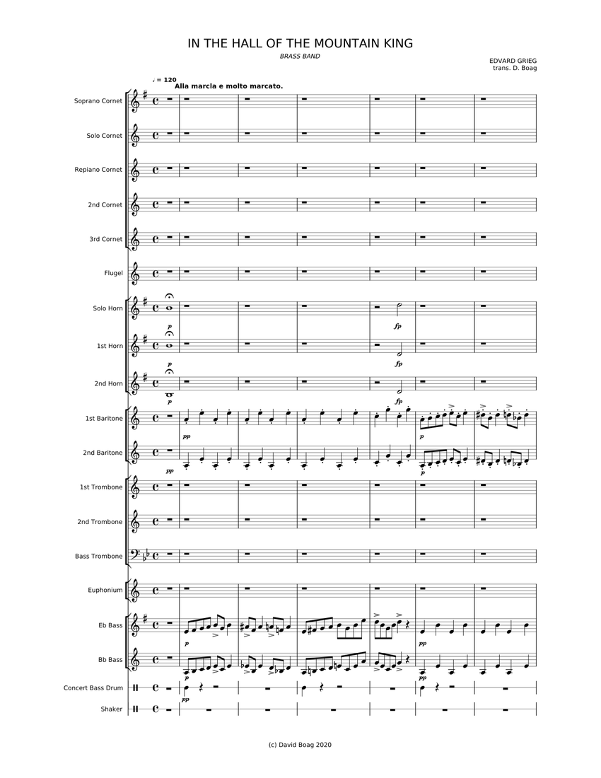 IN THE HALL OF THE MOUNTAIN KING - Brass Band Sheet Music for Cornet ...
