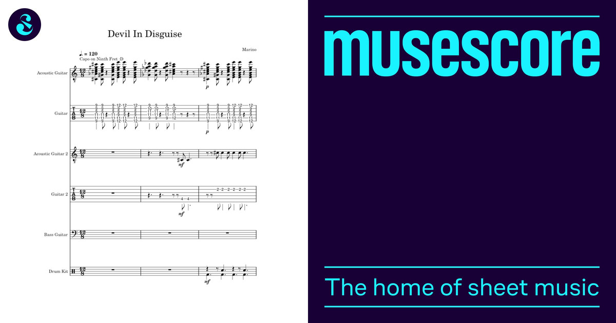 Devil in Disguise – Marino Sheet Music and Tab for Guitar, Bass guitar ...