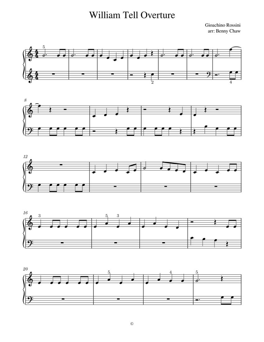 William Tell Overture Sheet music for Piano (Solo) | Musescore.com