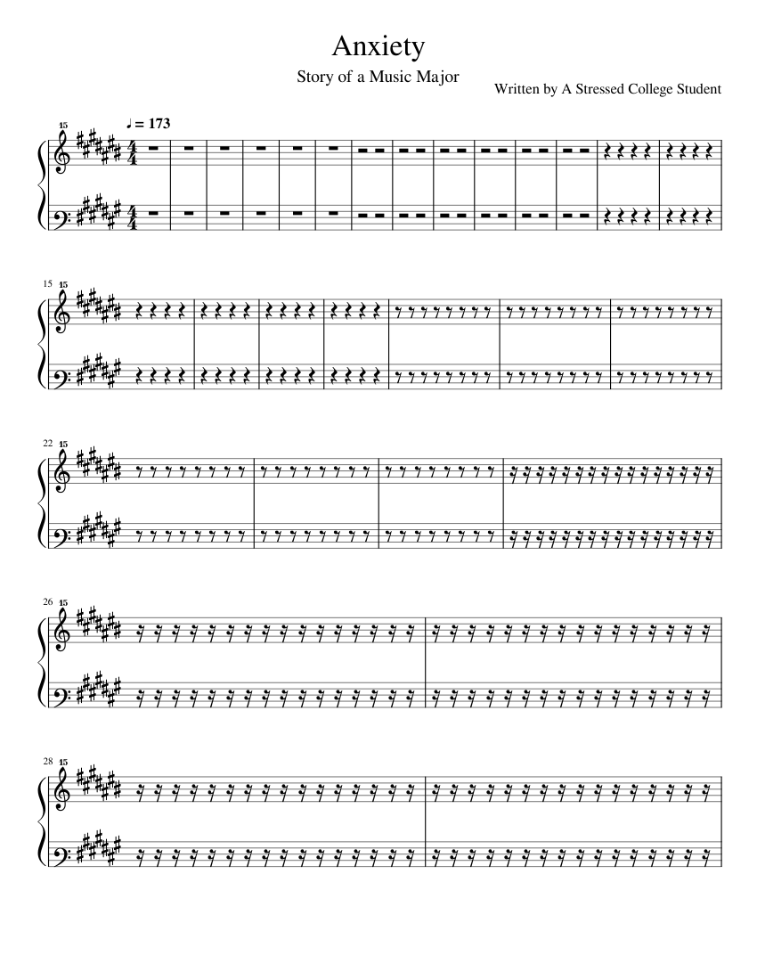 Anxiety Sheet music for Piano (Solo) | Musescore.com