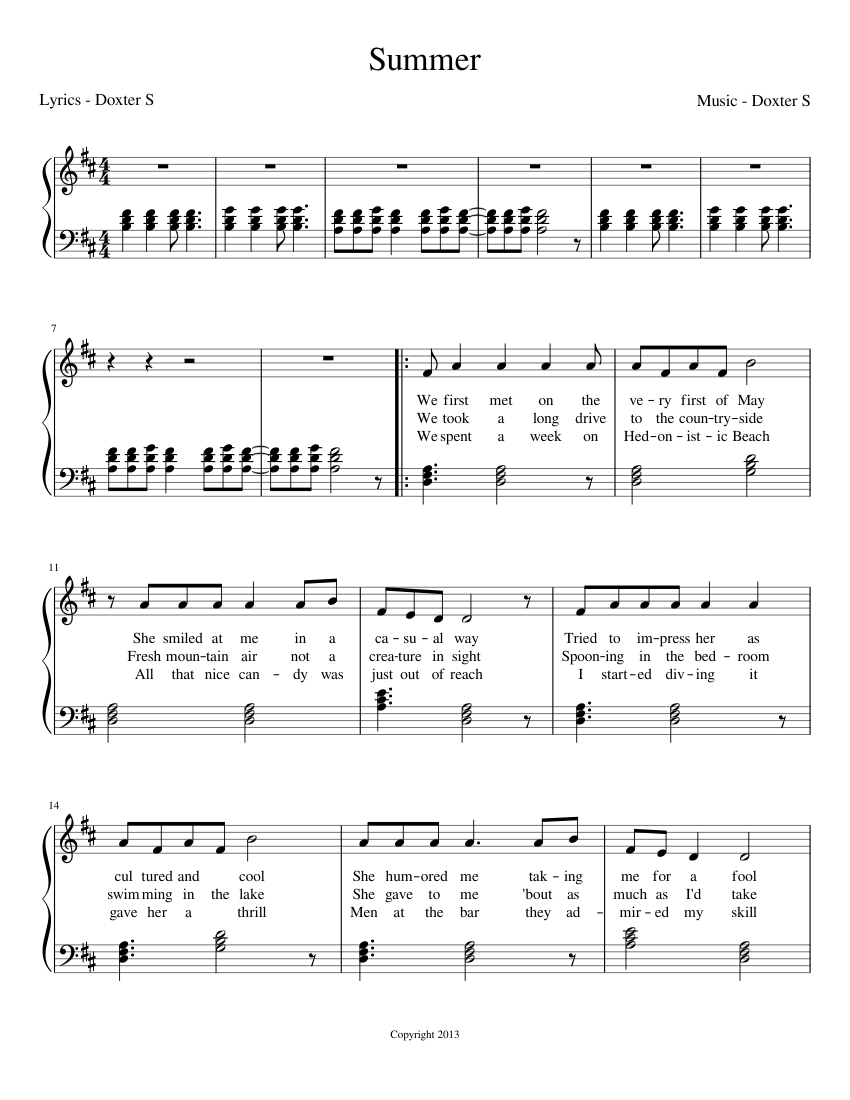 Summer Sheet music for Piano (Solo) Easy | Musescore.com