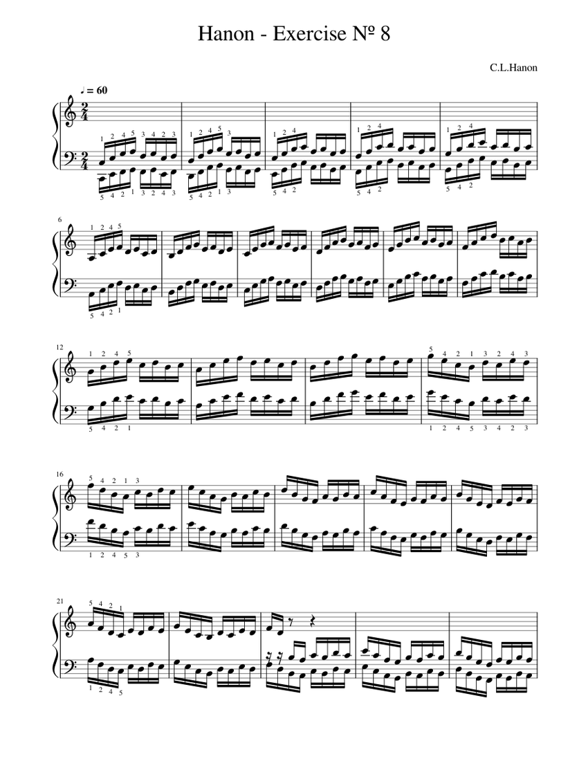 Hanon N8 Sheet music for Piano (Solo) Easy | Musescore.com