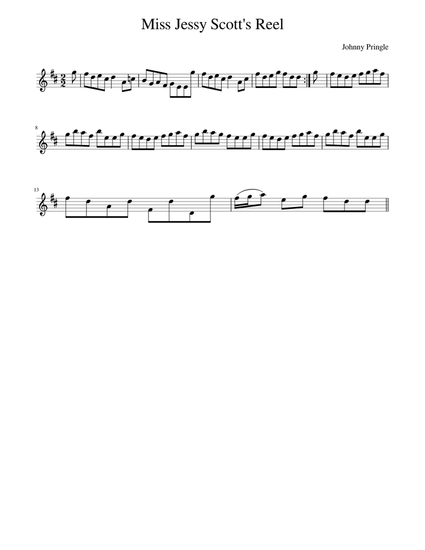 Johnny Pringle - Miss Jessy Scott's Reel Sheet music for Piano (Solo ...