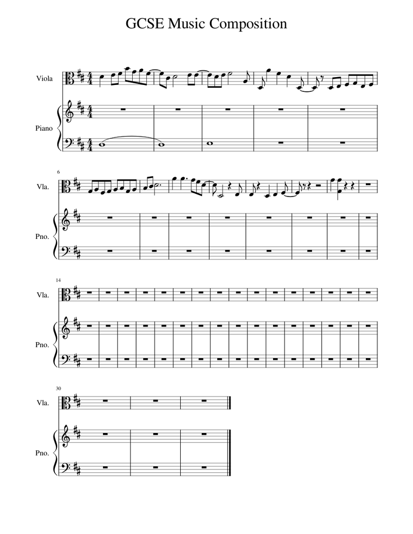 GCSE Music Composition Sheet music for Piano, Viola (Solo) | Musescore.com