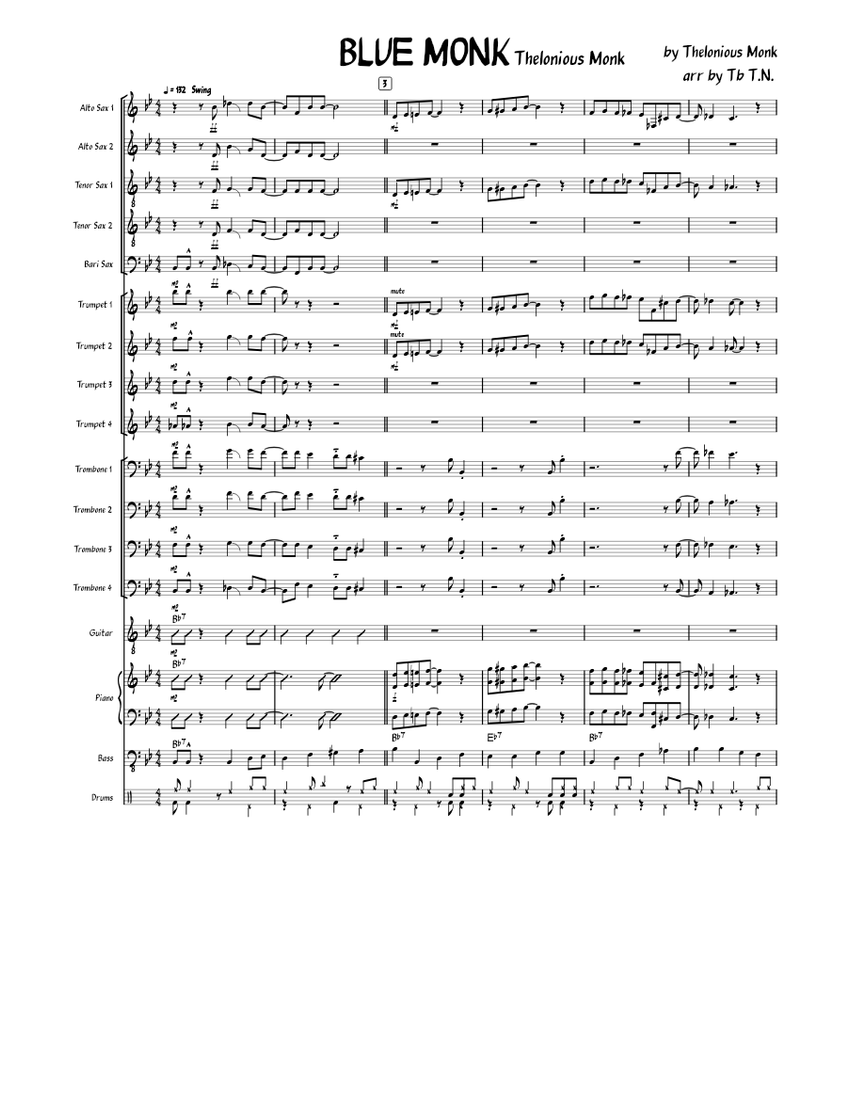 Blue monk – Thelonious Monk Blue Monk – Thelonious Monk Sheet Music for ...