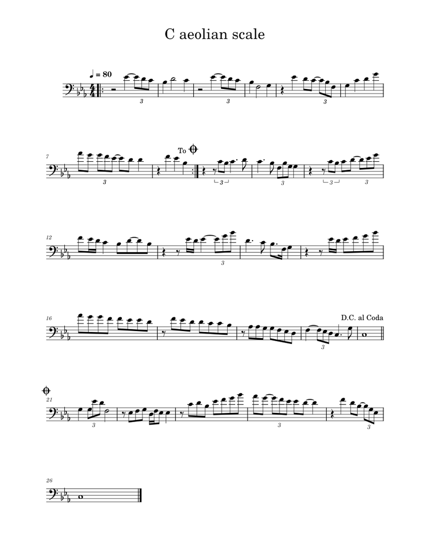 C aeolian scale Sheet music for Piano (Solo) | Musescore.com