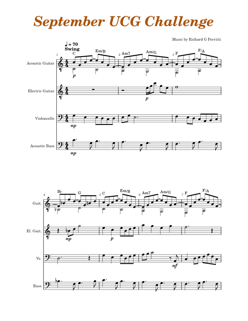 September UCG Challenge Sheet music for Cello, Guitar, Bass guitar ...
