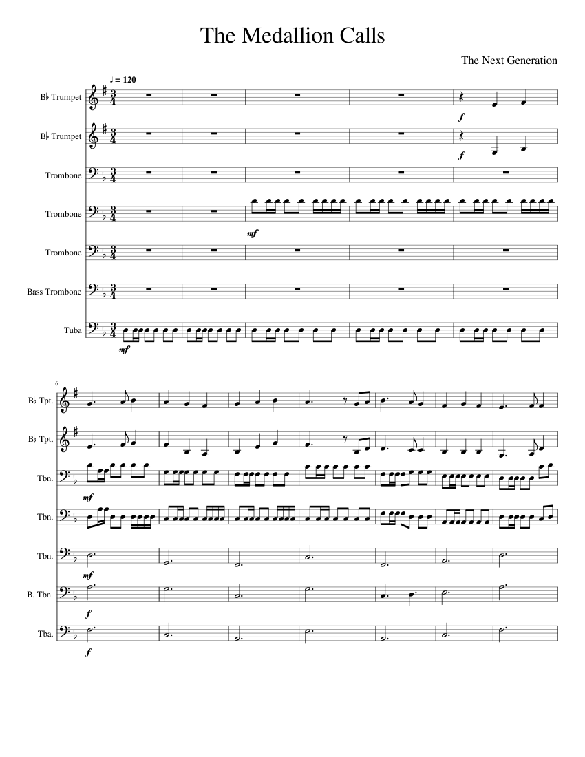 The Medallion Calls Brass Septet Sheet music for Trombone, Tuba ...