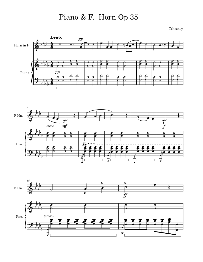 Duet for Piano & F. Horn Op_35 Sheet music for Piano, French horn ...