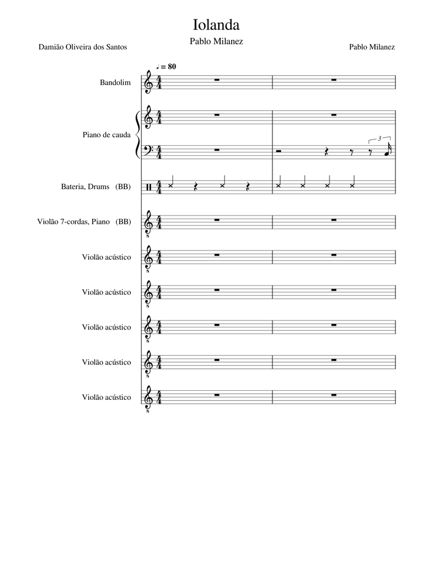 Iolanda Sheet music for Piano, Guitar, Drum group, Mandolin (Mixed ...