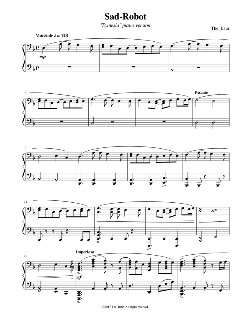 Sad-Robot Sheet Music for Piano (Solo) | MuseScore.com