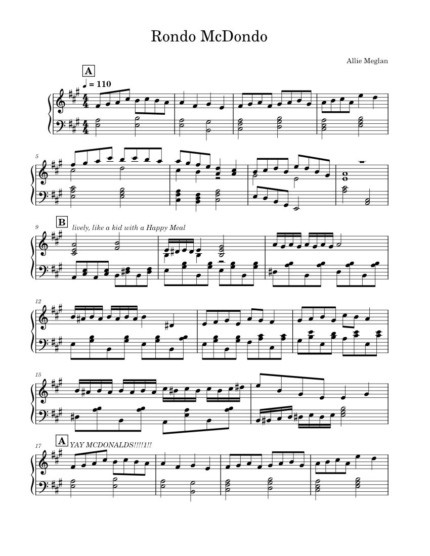 Rondo McDondo - Allie Meglan Sheet music for Piano (Solo) | Musescore.com