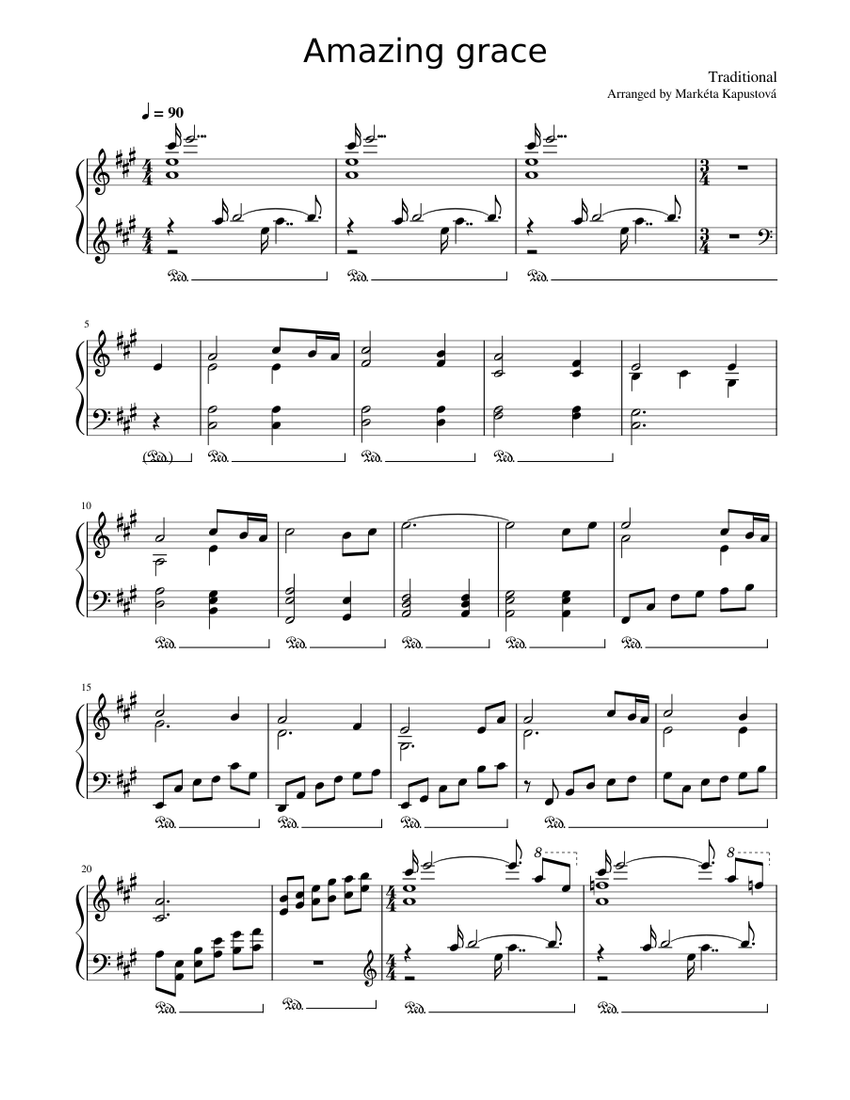 Amazing Grace (Arrangement for piano solo - easy) Sheet Music for Piano ...