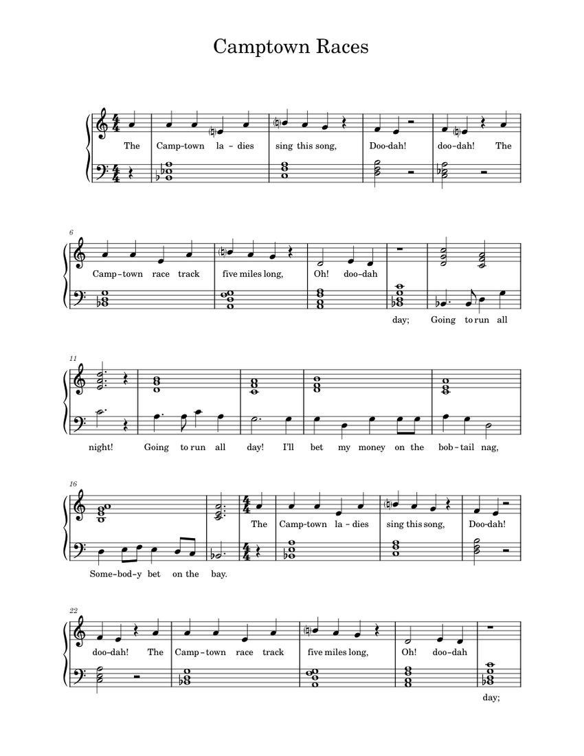 Camptown Races Sheet music for Piano (Solo) Easy | Musescore.com