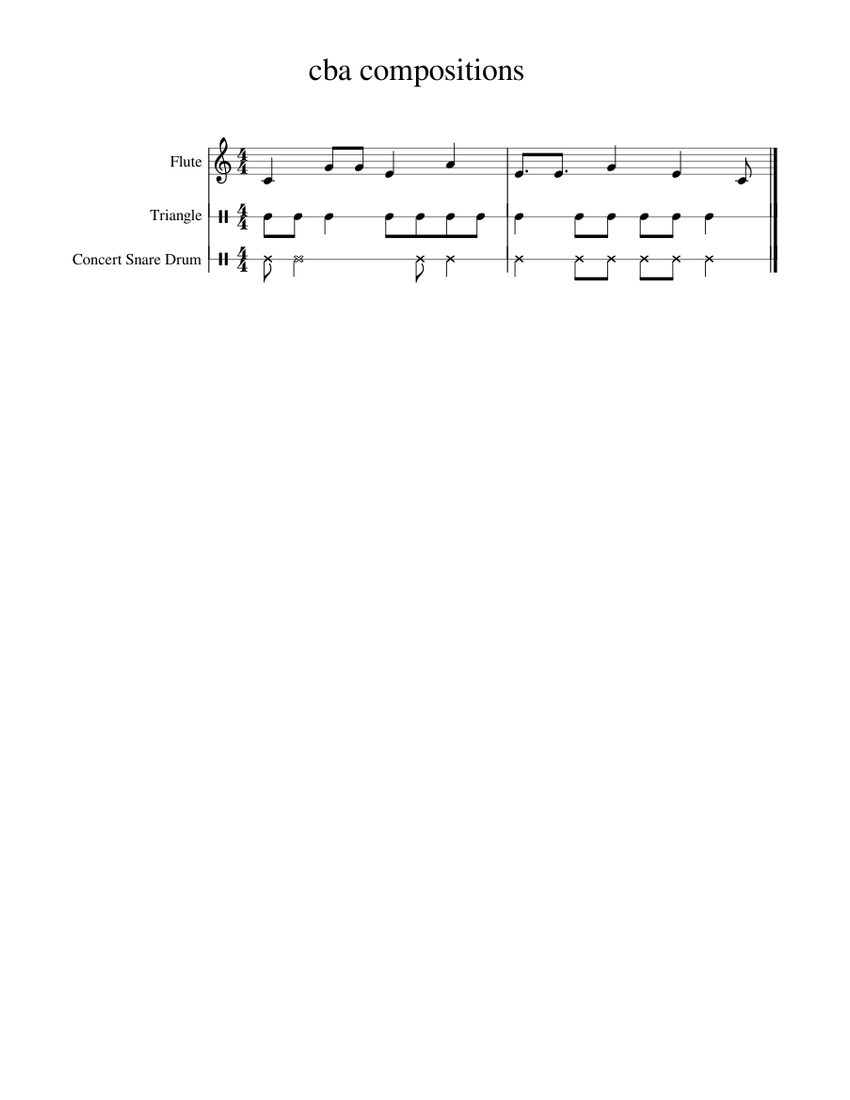 cba composition Sheet music for Flute, Snare drum, Triangle (Mixed Trio ...