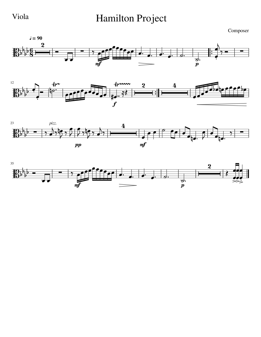 Hamilton Project (Viola) Sheet music for Viola (Solo) | Musescore.com