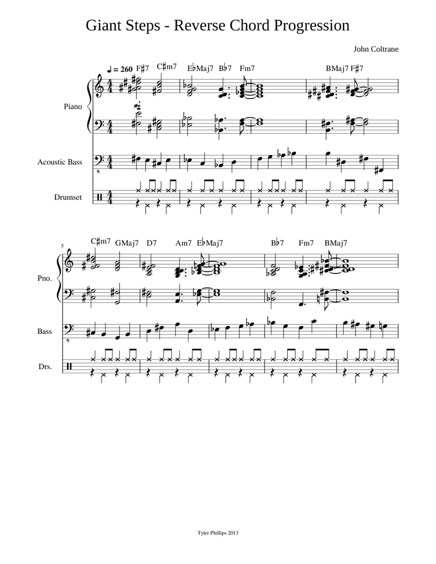 Giant Steps (Reverse Chord Progression) Sheet music for Piano, Bass ...