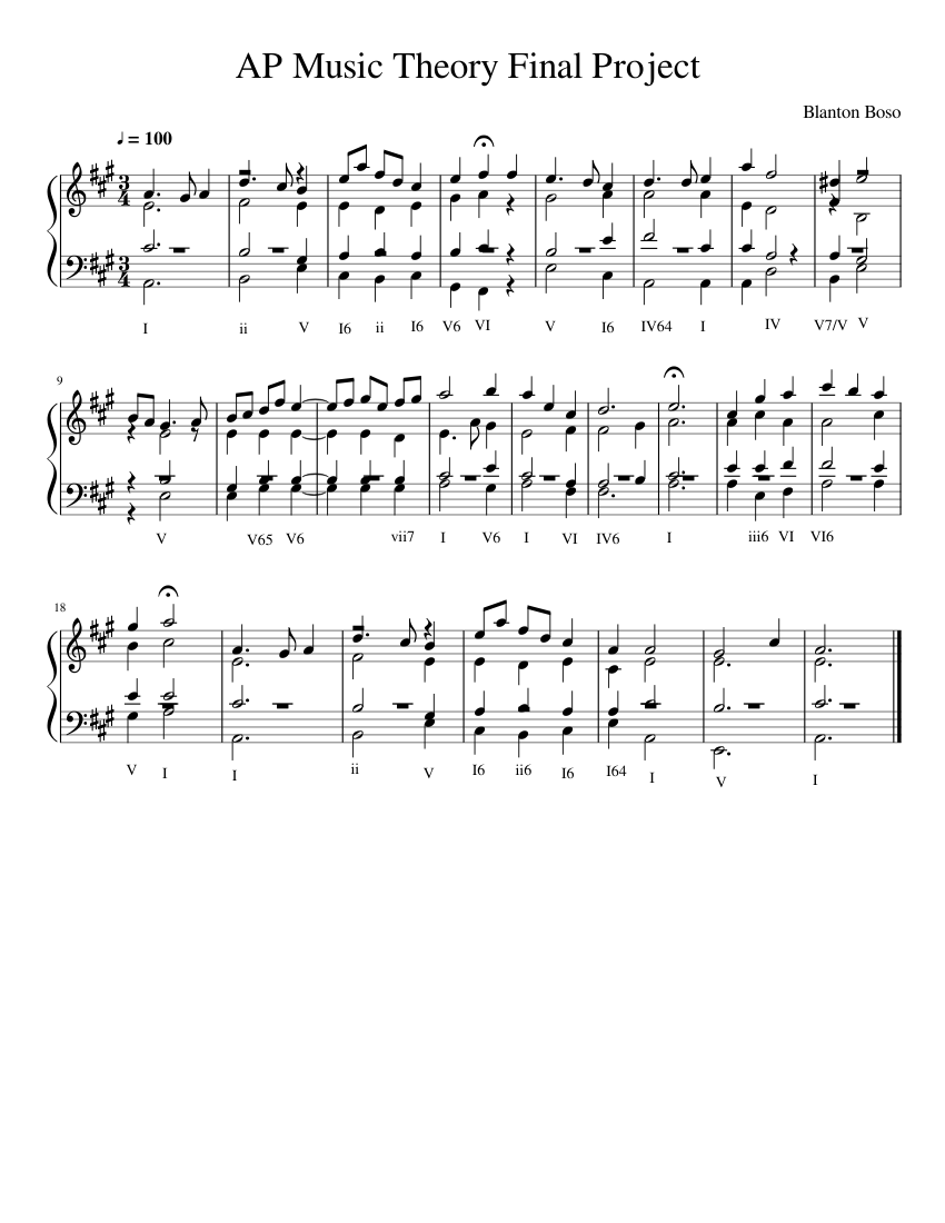 AP Music Theory Final Project Sheet music for Piano (Solo) Easy ...