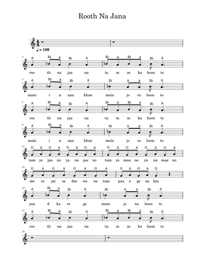 Rooth Na Jana Sheet Music for Piano (Solo) Easy | MuseScore.com