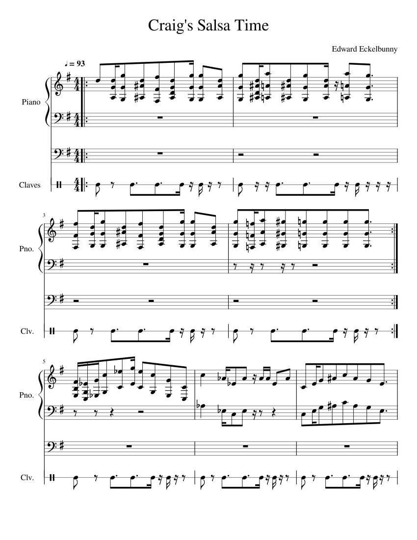Craig's Salsa Time Sheet music for Piano, Bass guitar, Claves (Mixed ...