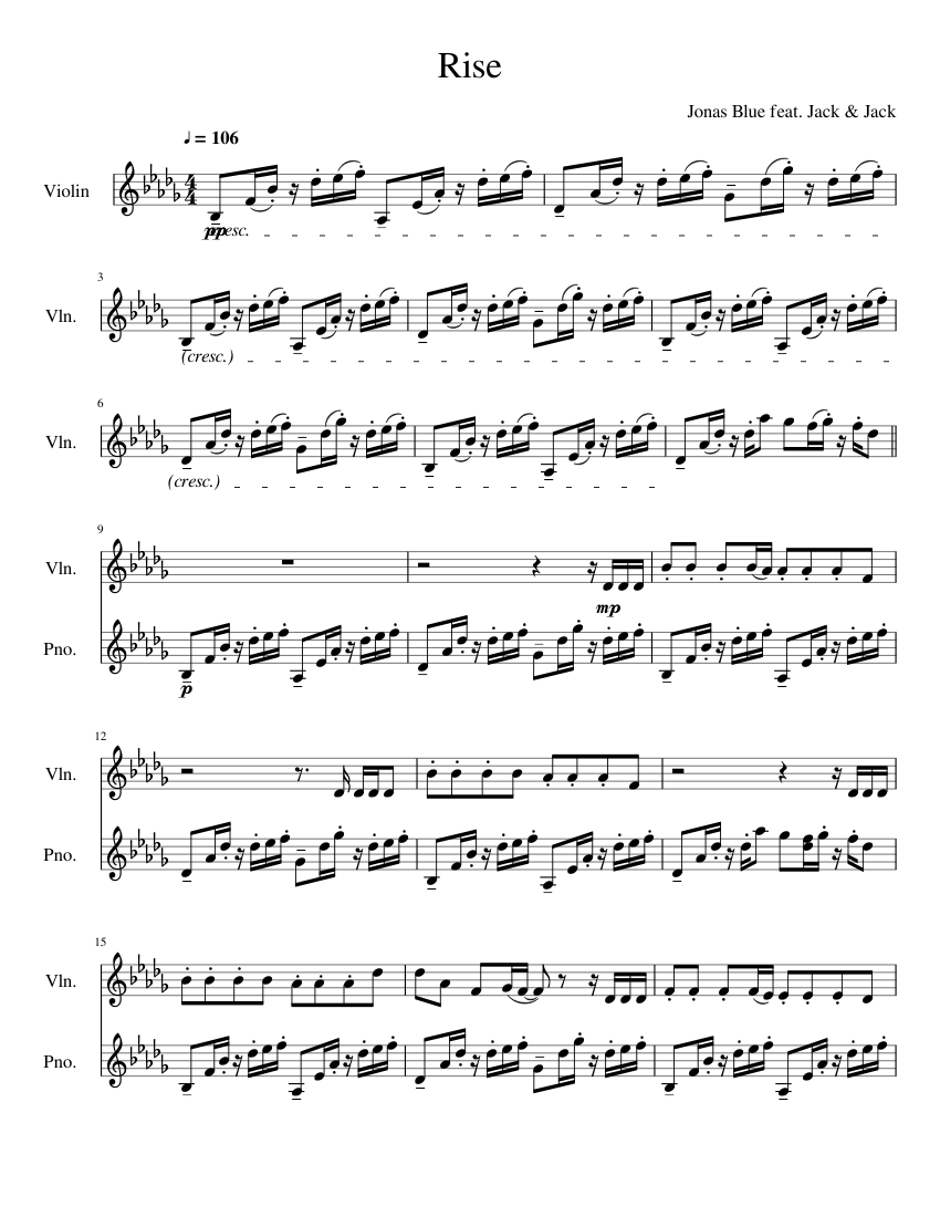 Rise Violin Sheet Music for Piano, Violin (Solo) | MuseScore.com