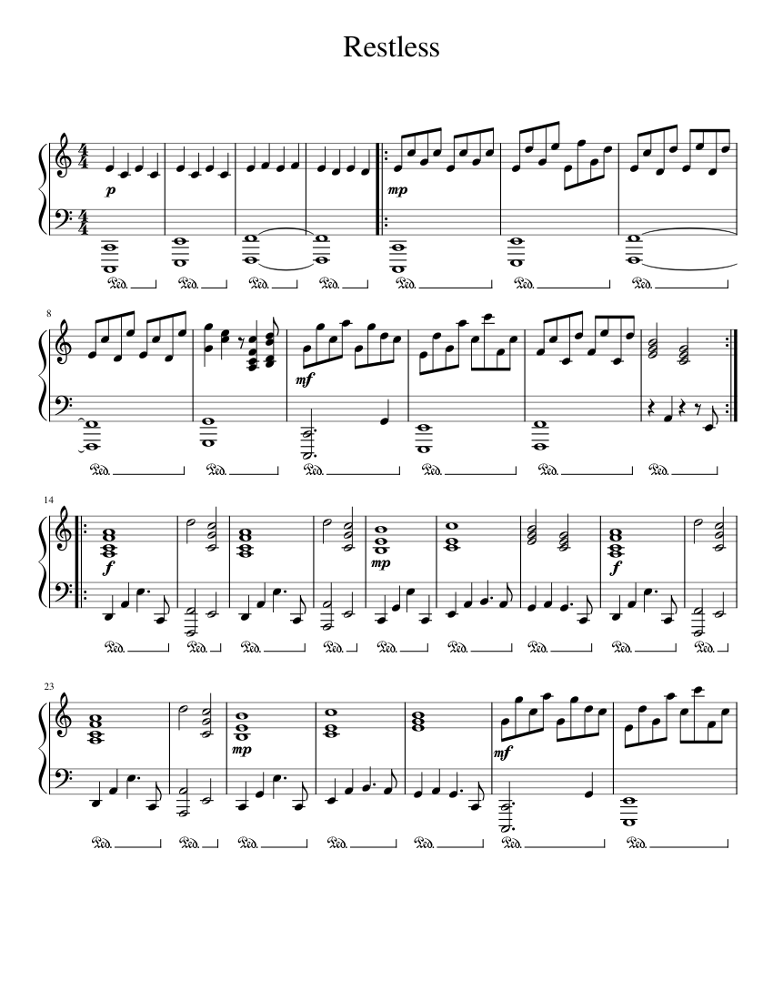 Restless - piano tutorial