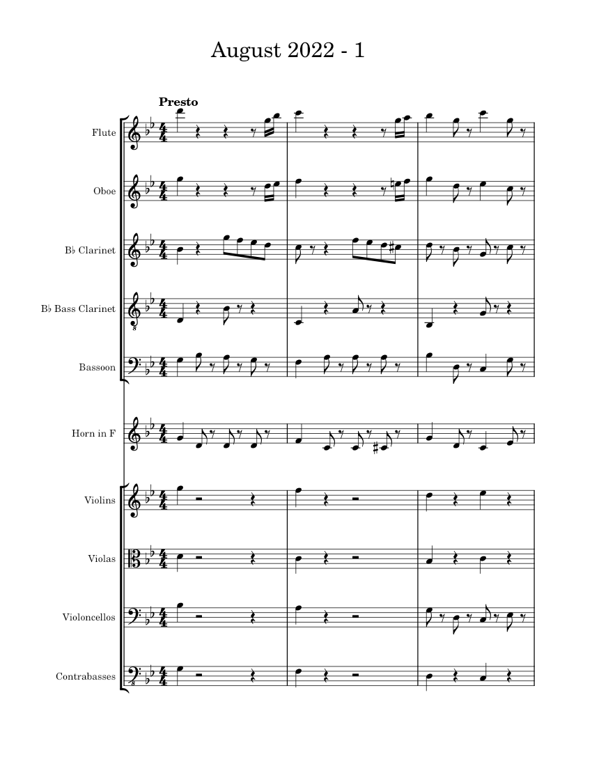 August 2022 - 1st Movement Sheet music for Flute, Oboe, Clarinet in b-flat, Clarinet bass & more ...