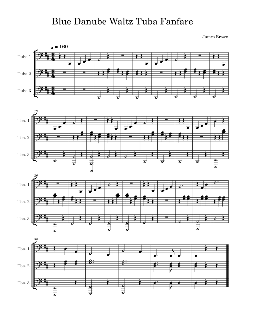 Blue Danube Waltz Tuba Fanfare Sheet music for Tuba (Mixed Trio ...