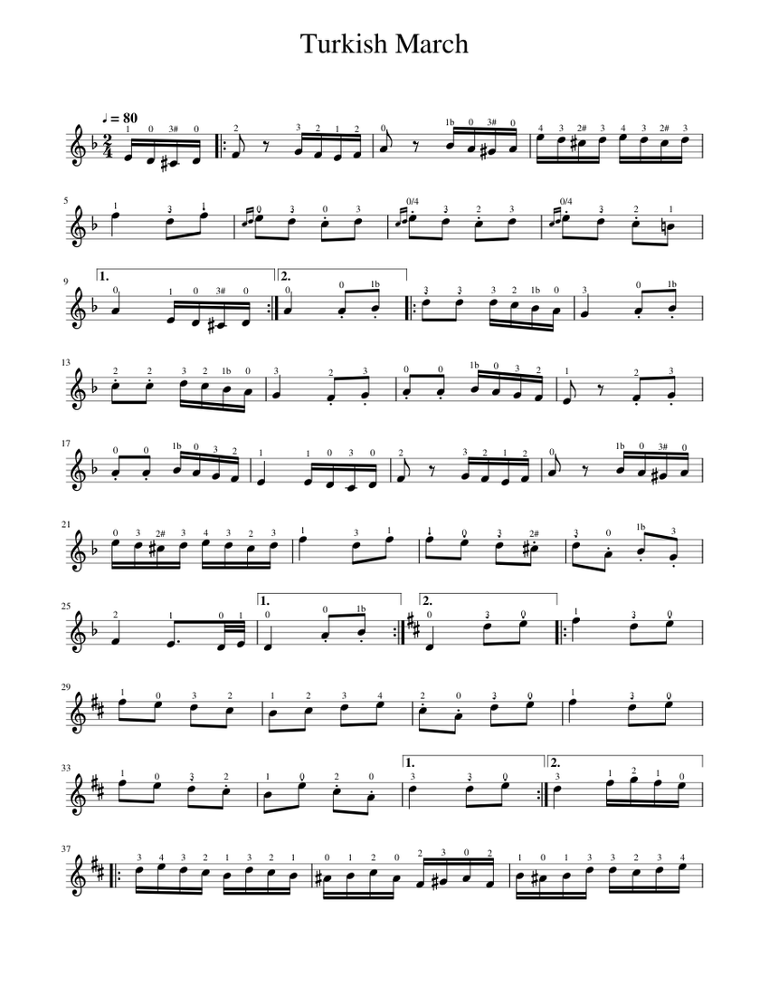 Turkish March Sheet Music for Violin (Solo) | MuseScore.com