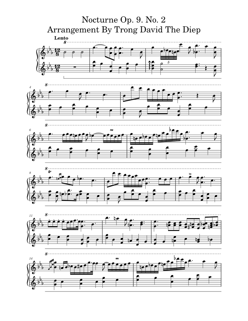Nocturne Op. 9 No. 2 – Arrangement By Trong David The Diep Sheet music ...