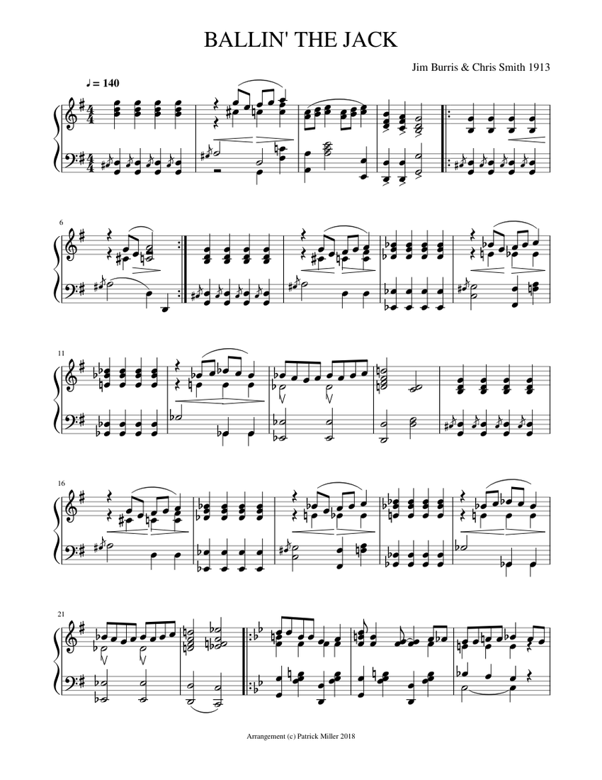 BALLIN' THE JACK Jim Burris & Chris Smith 1913 Sheet music for Piano ...