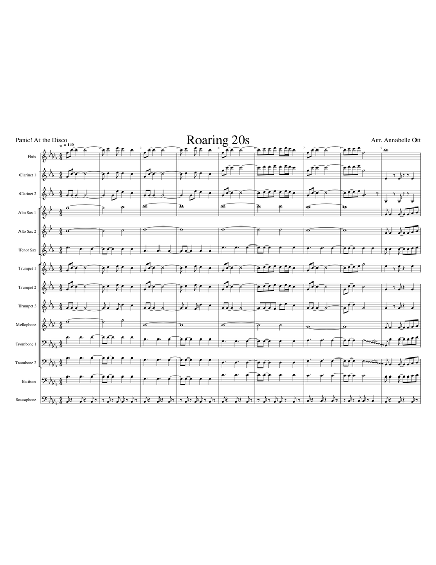 Roaring_20s Sheet music for Trombone, Tuba, Flute, Clarinet in b-flat ...