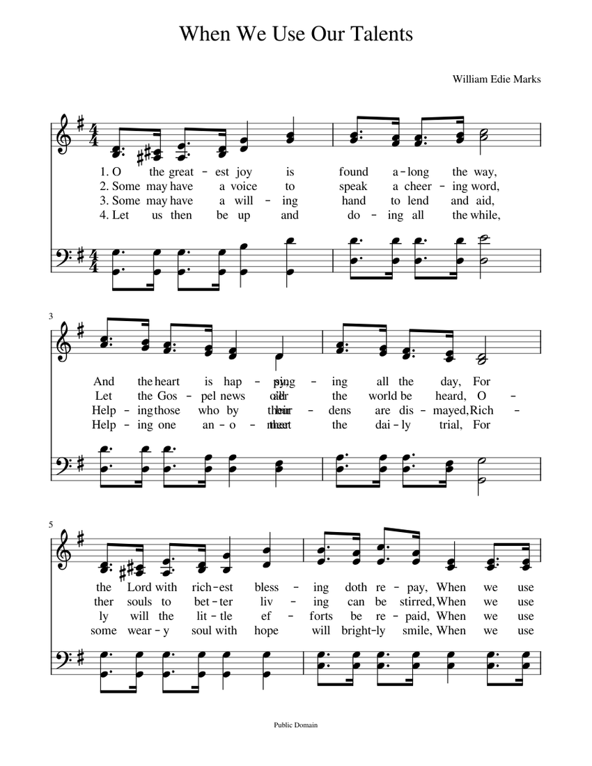 O the greatest joy is found along the way - William Edie Marks Sheet ...