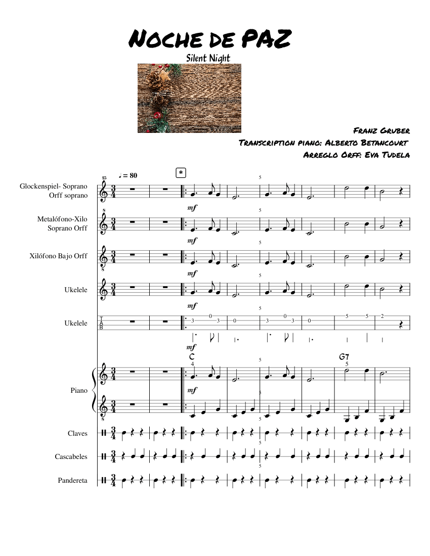 Noche de paz – Villancicos Noche de Paz Sheet Music and Tab with Chords ...