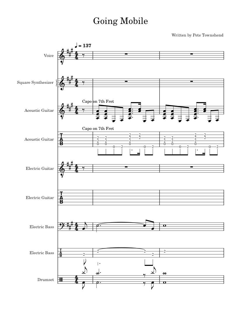 Going Mobile – The Who Sheet Music and Tab for Vocals, Guitar, Bass ...