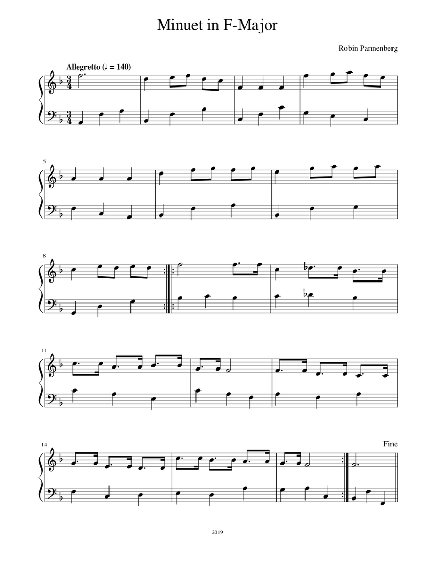 Minuet in F-Major Sheet music for Piano (Solo) Easy | Musescore.com