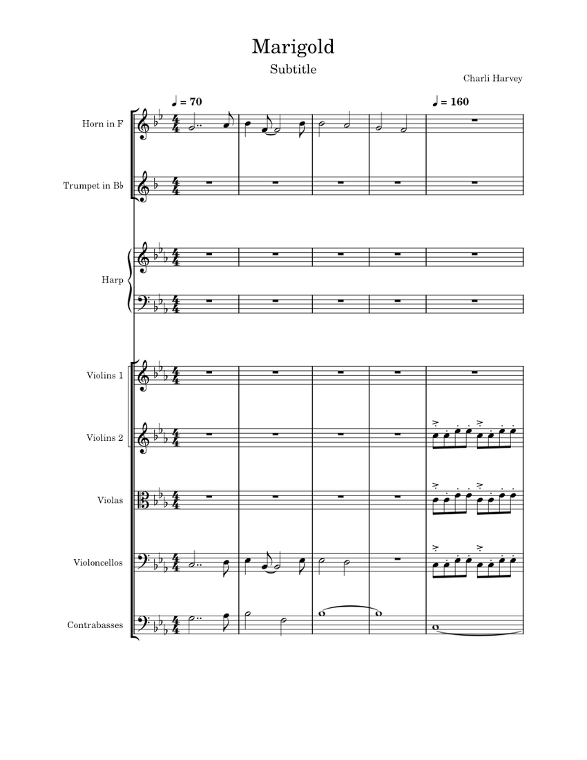 Marigold Sheet music for French horn, Harp, Strings group, Trumpet ...