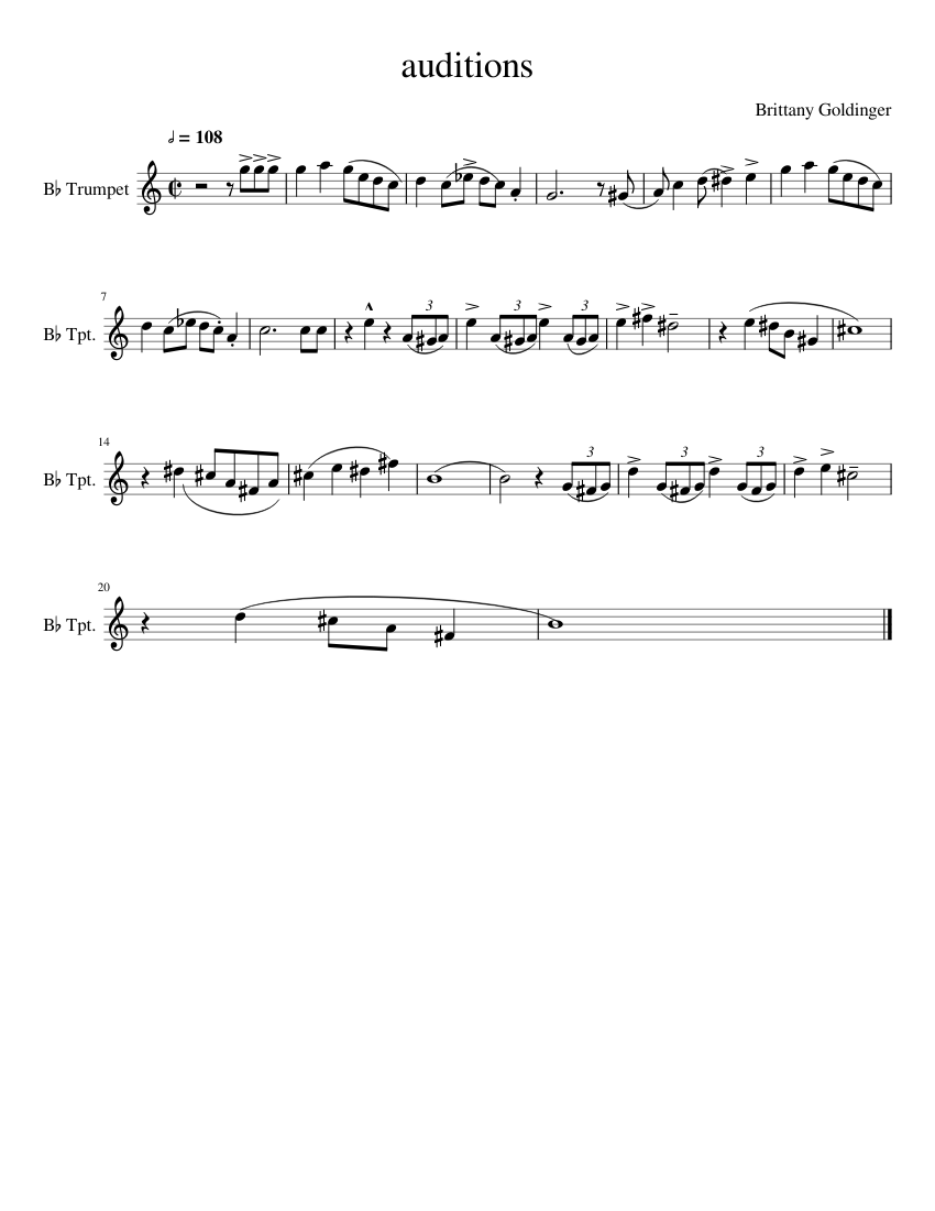 auditions Sheet music for Piano, Trumpet in b-flat (Solo) | Musescore.com