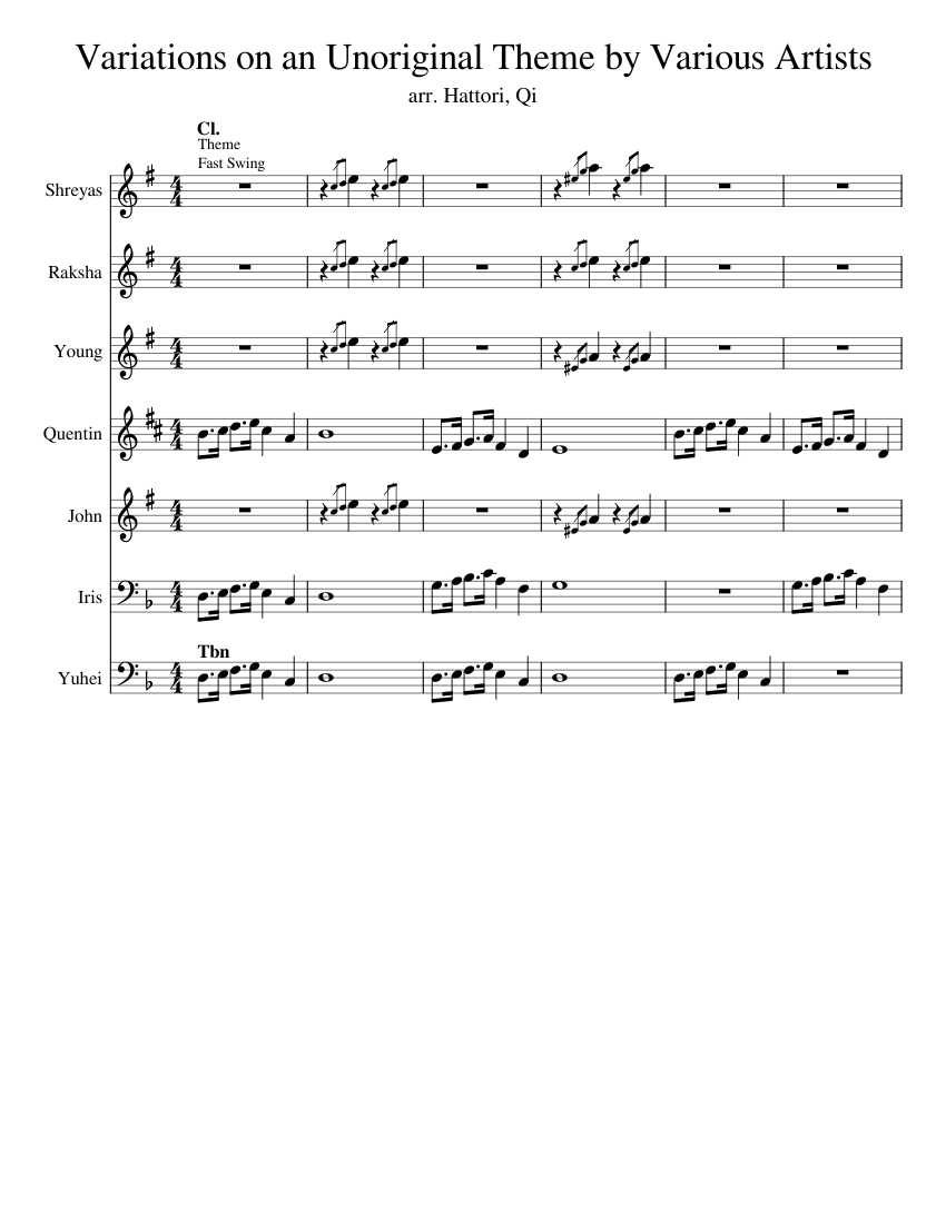 Variations on an Unoriginal Theme by Various Artists Sheet music for ...